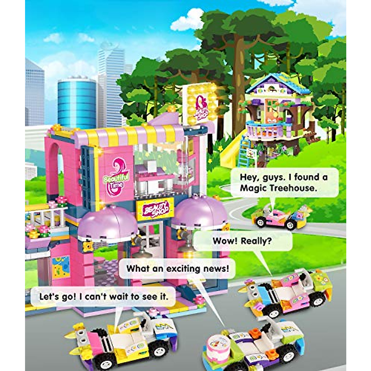 Friends Tree House Hair Salon Building Kit, Treehouse Hairdressing Building Blocks Sets with Storage Box, Creative Learning Roleplay Christmas Birthday Gift for Girls 6-12 Years (1193 Pieces)