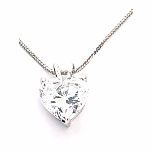 pierre lorren jewellery LUXURY 18K WHITE GOLD Heart Shaped Diamond Pendant SOLID Necklace for women with Solitaire Jewelry 18inch,Womens day present HANDMADE Women 1.5ct