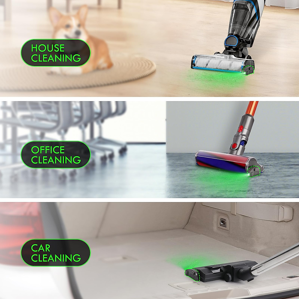 Dust Detector Light Compatible with Dyson Vacuum Led Light Attachment, Green LED Light for Vacuum Cleaner Head Accessories