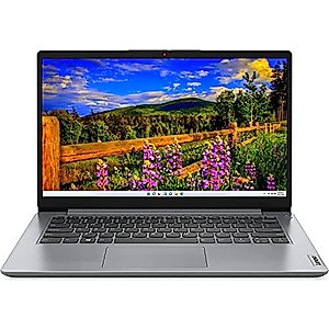 Lenovo 2023 Newest Ideapad 1i Laptop, 14 inch HD Display, Intel Quad-Core Processor, 4GB RAM, 256GB Storage, Wi-Fi 6, Bluetooth, Cloud Grey, Windows 11 Home in S Mode, Bundle with JAWFOAL
