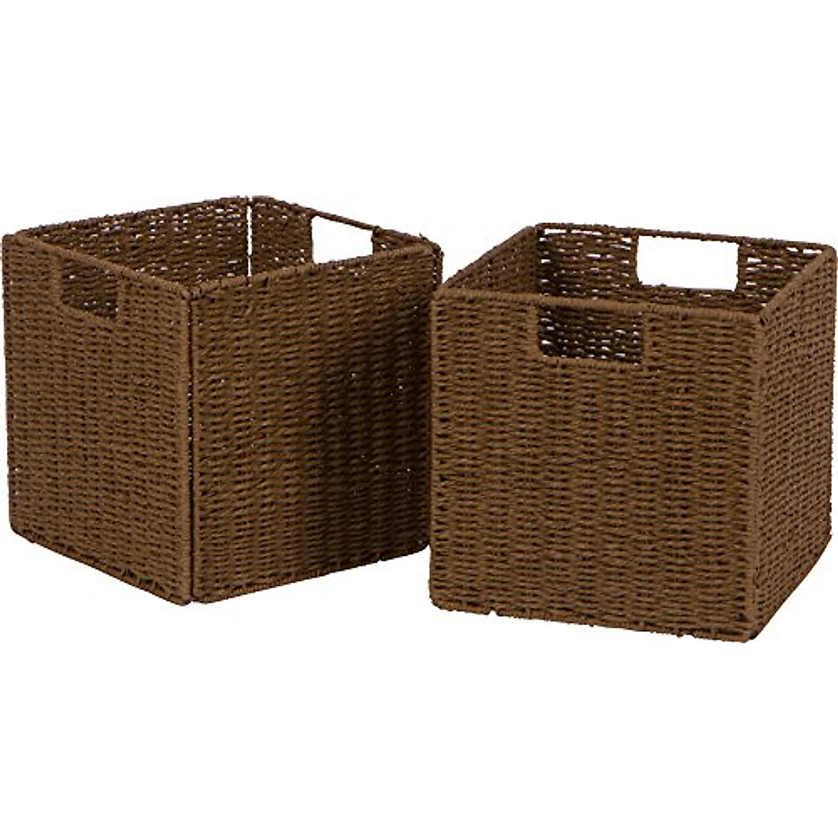 Trademark Innovations 10.5" Woven Storage Cube Basket Bin with Iron Wire Frame Set of 2