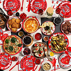 175pcs Nurse Graduation Nurses Week Plates Napkins Set,Thank You Nurse Disposable Party Supplies set, Include Plate, Napkin, Cup, Knife, Fork and Spoon for Nurse Party Decorations, Serve 25 Guest