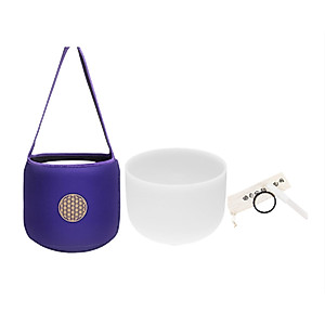 FMTY Singing Bowl 12 Inch, E Note Crystal Singing Bowl with Carrying Bag, Crystal Mallet, O-Ring Pure Quartz Crystal Sound Bowl for Meditation, Yoga, Spiritual Healing