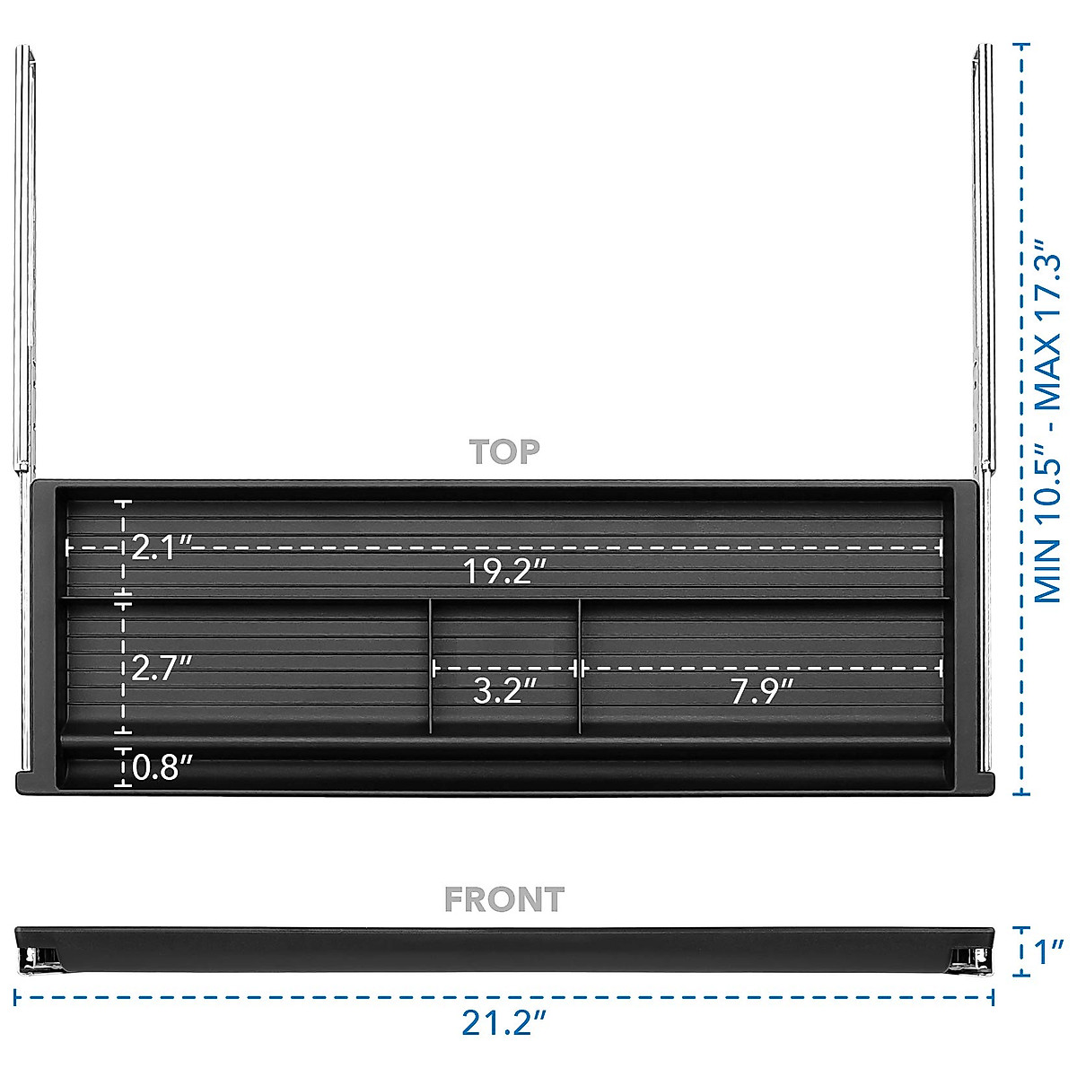 Mount-It! Under Desk Pencil Drawer - Slide Out Under Desk Tray for Storage of Pen, Pencil and Other Office Essentials, 21.2 Inch Wide, Black