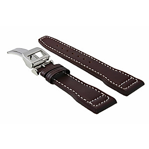 Ewatchparts 23MM LEATHER WATCH STRAP BAND COMPATIBLE WITH IWC PILOT PORTUGUESE TOP GUN SHINY CLASP BROWN