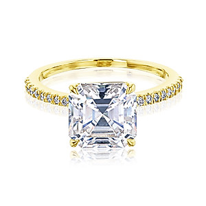 Kobelli 2.30ct Moissanite Asscher Petite Shank Engagement Ring 14K Gold - white-gold / 6.5 G-H