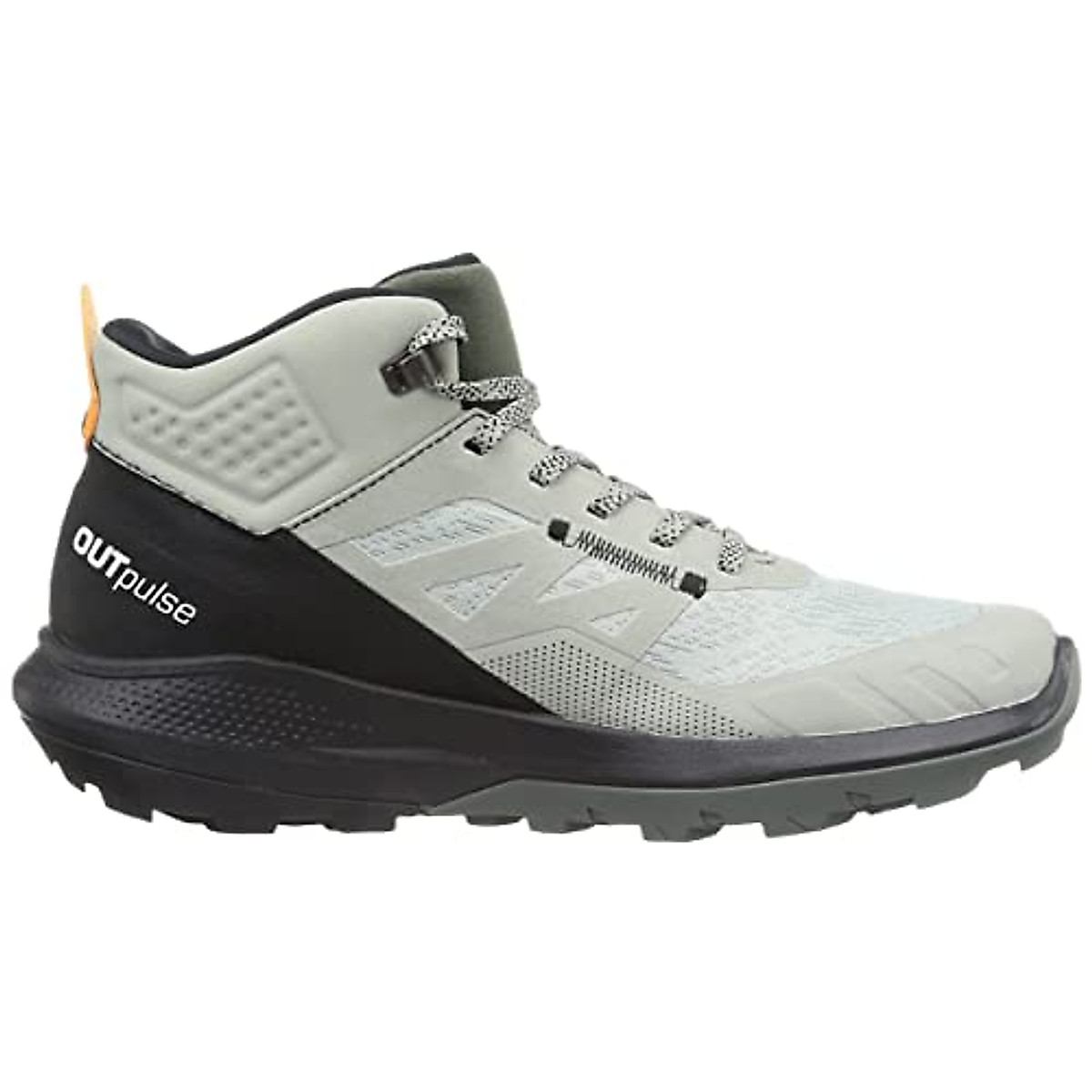 Salomon Men's OUTPULSE Mid Gore-Tex Hiking Boots for Men, Wrought Iron/Black/Vibrant Orange, 10