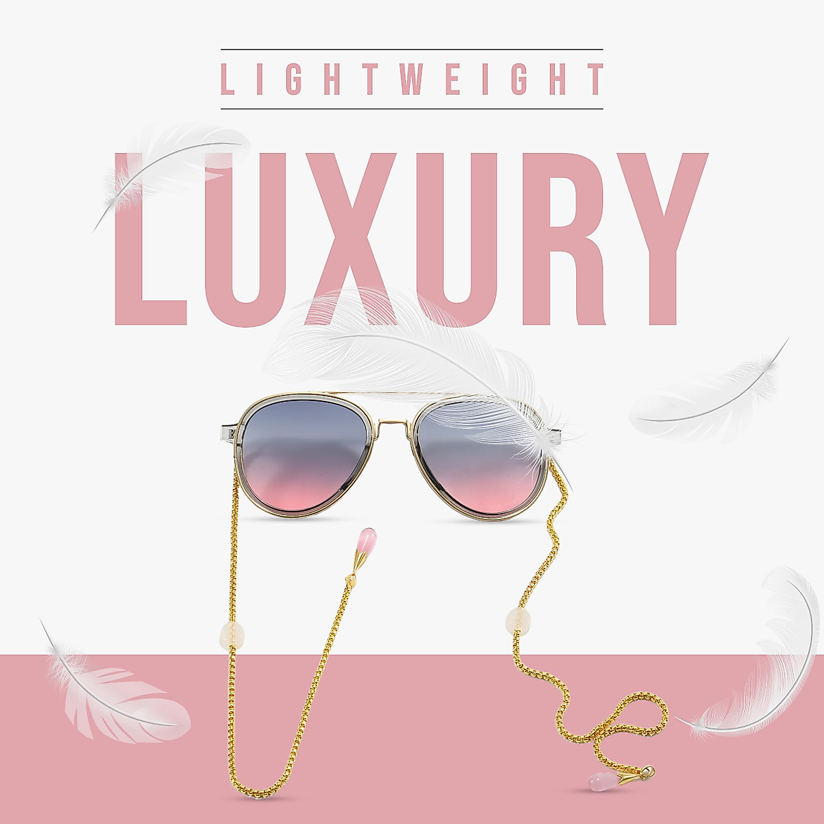 Loom&Pearl Armless Chain Festival Sunglasses with Non-Slip Holds on Ears