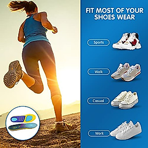 Heavy Duty Arch Support Insoles - 210+ lbs Plantar Fasciitis Insoles for Men Women, Shock Absorption Running Athletic Gel Insoles Orthotic Inserts for High Arch Relieve Foot Pain