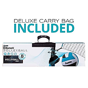 Franklin Sports Beach + Backyard Volleyball Set with Speaker - Bluetooth Volleyball Net + Pole Set - Volleyball, Pump, Bluetooth Speakers + Carry Bag Included