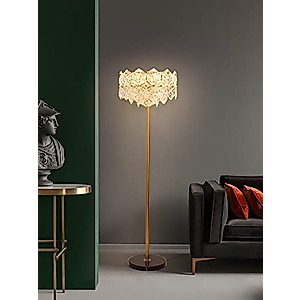 GRFIT Indoor Floor Lamp Crystal Floor Lamp Vertical Table Lamp Post-Modern Minimalist Living Room Study Floor Lamp Standing Reading Lamps