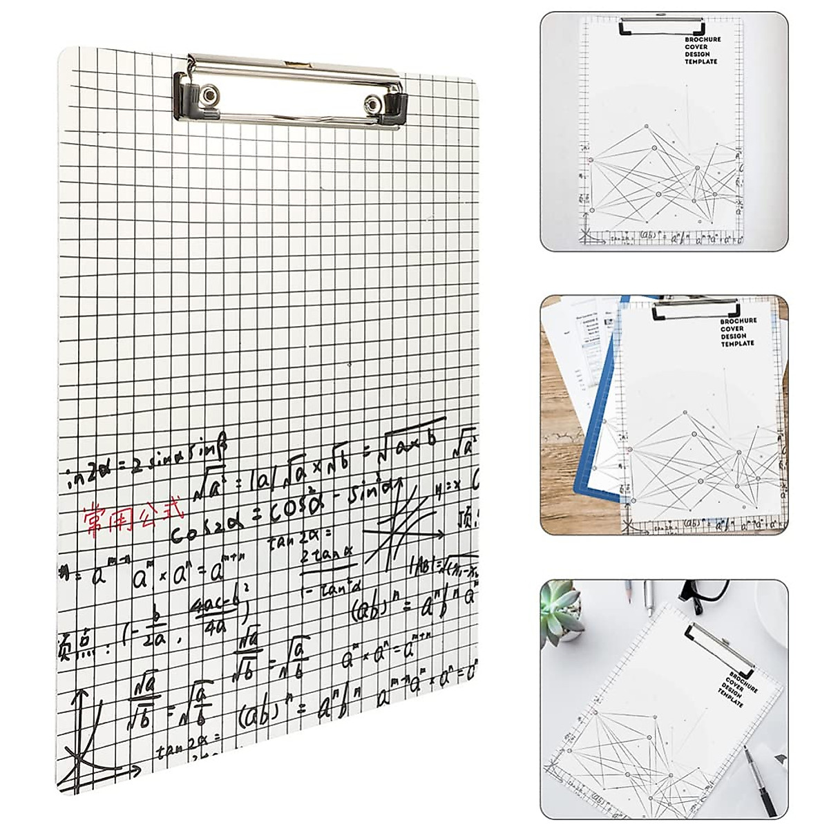 VOSAREA 2pcs Transparent Board Clip Document clipboard Office Supplies folders clipboard Standard Clip Sketch clipboard Clip hardboard Pocket Folder exam Paper Clips Acrylic Thin a4