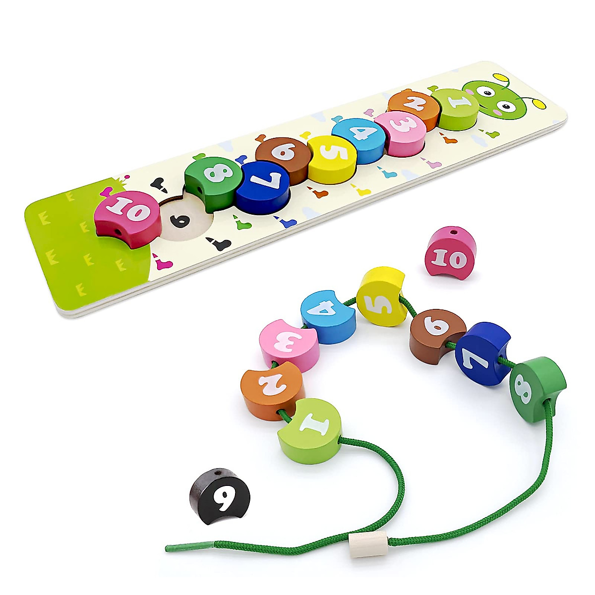 Doyolta Wooden Lacing Toy, Montessori Toys for Toddlers 3 Year Old, Wooden Puzzles Lacing Beads Preschool Toys, Fine Motor Skills Early Educational Toy for Toddler Boys Girls