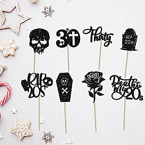 24 Pack RIP 20s Cupcake Toppers Death to My 20s Cupcake Toppers RIP to My 20s Birthday Decorations Death to My Twenties Party Decorations Men Women 30th Birthday Cupcake Toppers Party Decorations