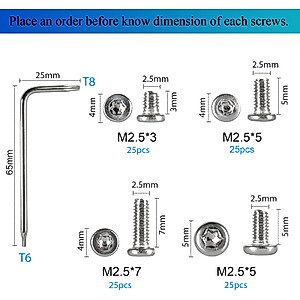 HanTof 100pcs Pocket blade knife handle screws,Knife Pocket Clip Screw,Tactical Survival Knife Screw,EDC folding knives hilt fasteners,shaft pivot pin rivets,M2.5 Machine Screws,Stainless Steel,4 Type