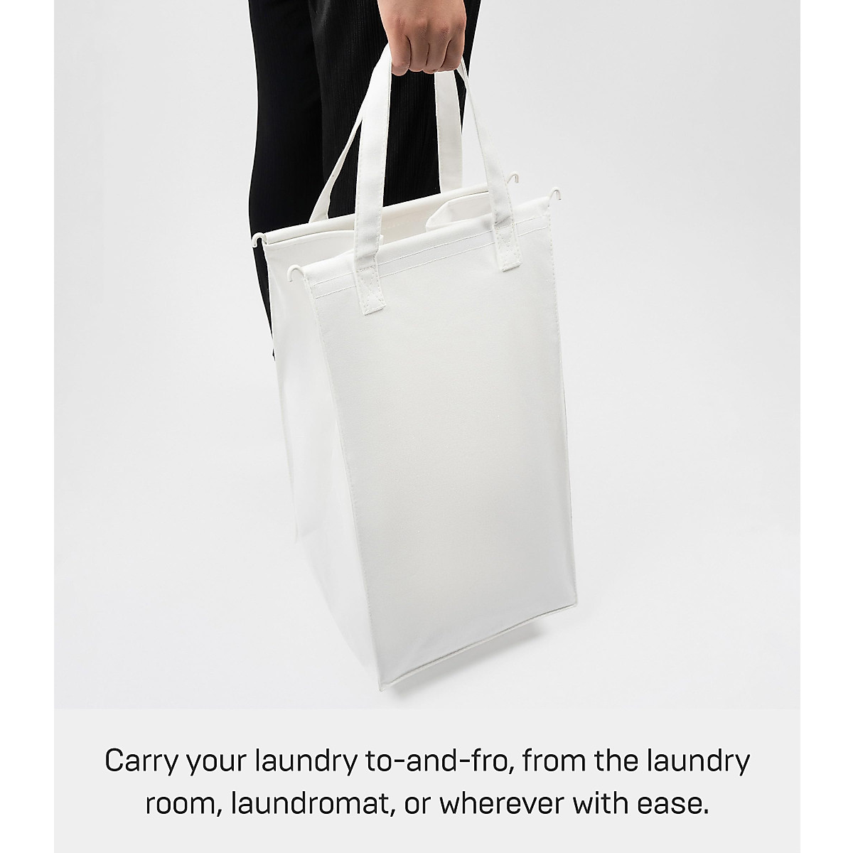 Yamazaki Home Laundry Hamper Clothes Basket Liner | Steel + Cotton, Medium, White