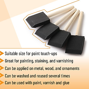 Bates- Foam Paint Brushes, 16 Pack, 2 Inch, Sponge Brushes, Sponge Paint Brush, Foam Brushes, Foam Brushes for Painting, Foam Brushes for Staining, Paint Sponges, Foam Sponge Brush