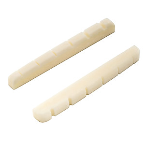 Musiclily 42mm Bone Nut Slotted Electric Guitar Nut Flat Bottom for Strat Tele Guitar, 42x3.5x4.5mm (2 Pieces)