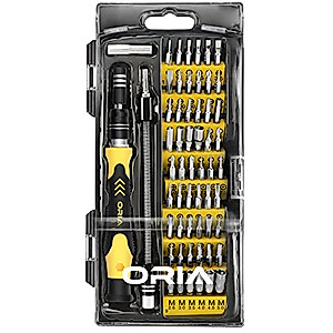 ORIA Precision Screwdriver Kit, 60 in 1 with 56 Bits Screwdriver Set, Magnetic Driver Kit with Flexible Shaft, Extension Rod for Mobile Phone, Smartphone, Game Console, Tablet, PC, Yellow
