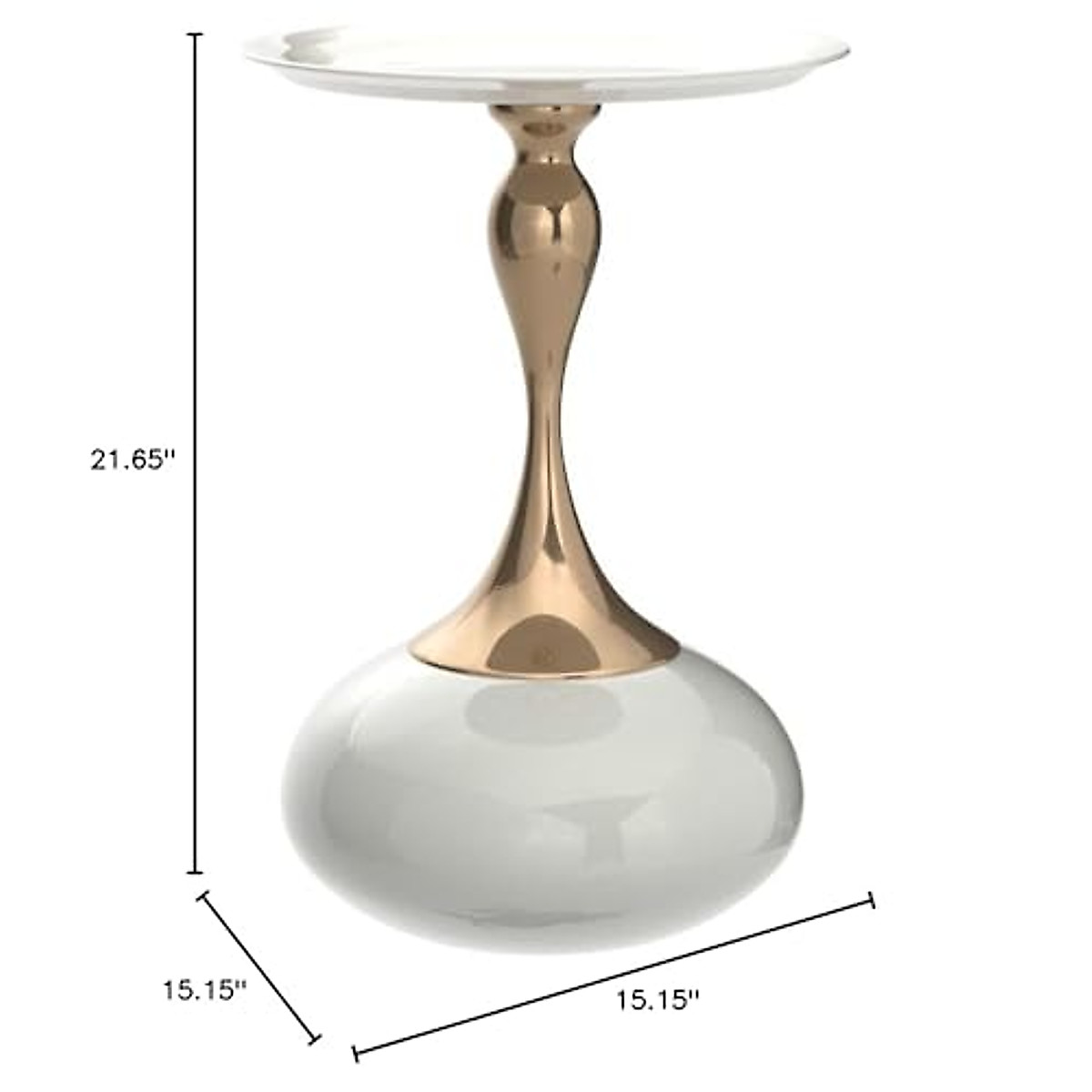 LUGSHIREE Small Round End Tables, Metal Side Table,Modern Space Saving Pedestal Minimalist Table Nightstand for Living Room Apartment Bedroom(Ivory White)