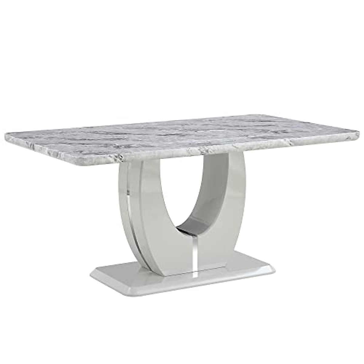 Modern Imitation Marble Dining Table for 4-8, Durable Traditional Marble Design Rectangle Kitchen Dining Table for Living Room, Dining Room,Home and Office Grey