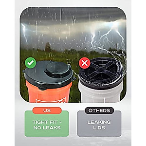 Skywin Storage Lid with Easy Pour Spout for Bucket - Weather-Resistant Rubber Black Lid with Easy Pour Spout - Multi-Purpose Wood Pellet Storage Containers, Bird Seed Container, Lump Charcoal Storage, or Pellet Storage Lid for Bucket (Not-Including Bucket