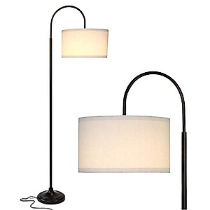 Brightech Nora Bright Arc Tall Lamp, Contemporary LED Floor Lamp, Standing Lamp for Living Rooms & Offices, Mid-Century Modern Standing Lamp with Heavy Base for Bedroom - Black