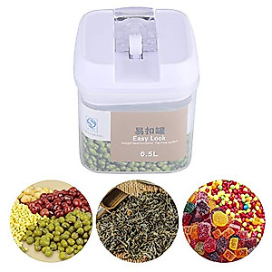 Food Storage Containers Durable Sealed Storage Box Transparent Plastic Airtight Pot for Cafe Grain Storage Containers(Small 0.5L)