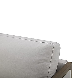 Amazon Brand – Stone & Beam Coast Wood-Trimmed Contemporary Living Room Accent Chair with Armrest Pillows, 40"W, Chalk