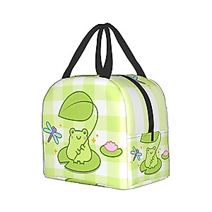 Insulated Lunch Bag Reusable Lunch Box, Cooler Lunch Tote Bag for Teen Girls Boys Women Men School Picnic Office Work, Cute Frog Gift