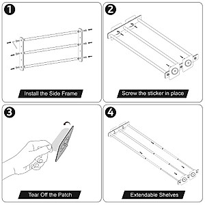 KIMBORA Expandable Shoe Rack for Closet Mounted Shoe Storage Organizer Shelves, 2 Packs Metal Adjustable Shoe Shelf Organizer for Bedroom, Cabinet, White
