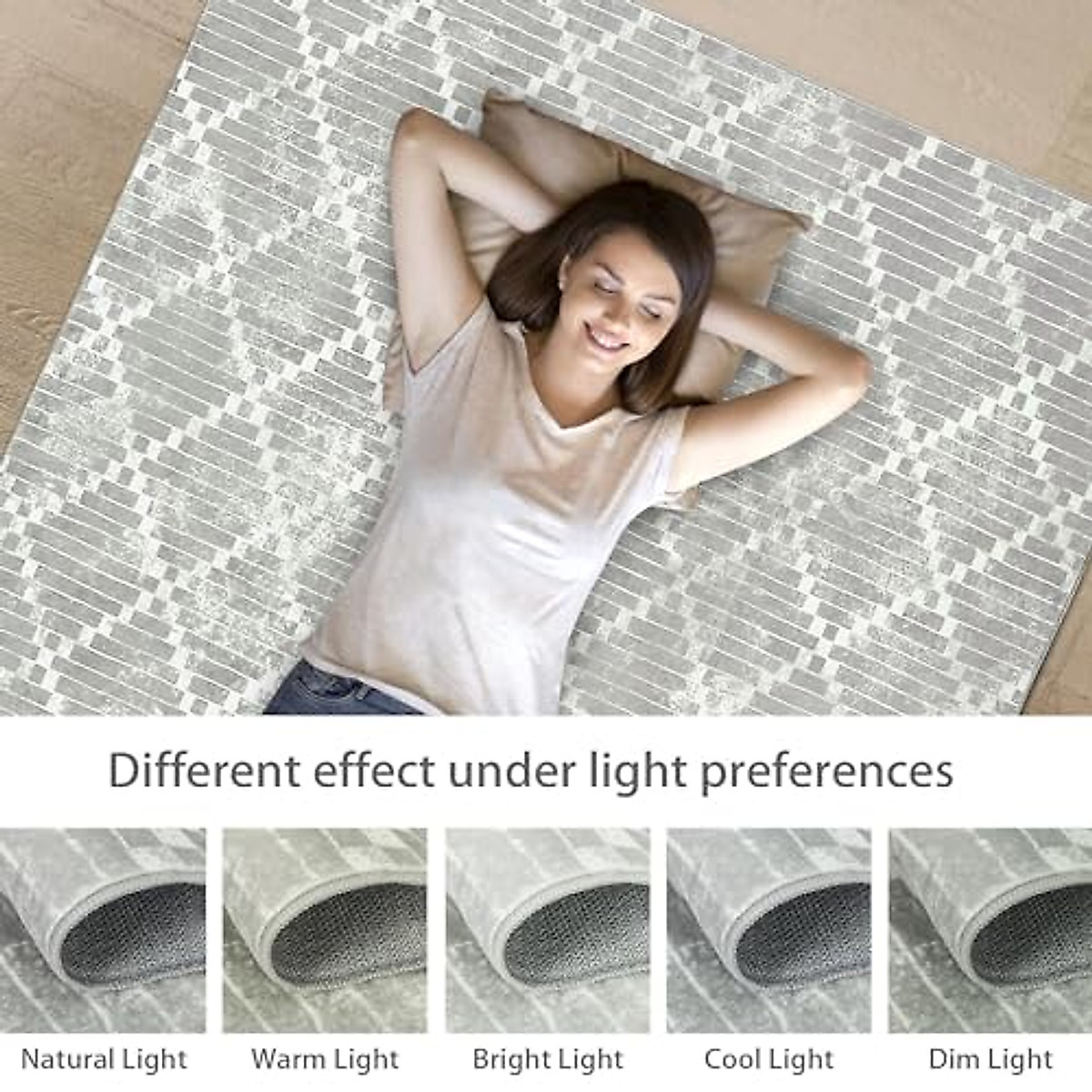 ROYHOME Washable Area Rug Entryway Small Rug Non-Slip Diamond Distressed Accent Rugs Modern Geometric Floor Carpet for Door Mat Bedroom Kitchen Living Room Rug, Grey, 2' x 3'