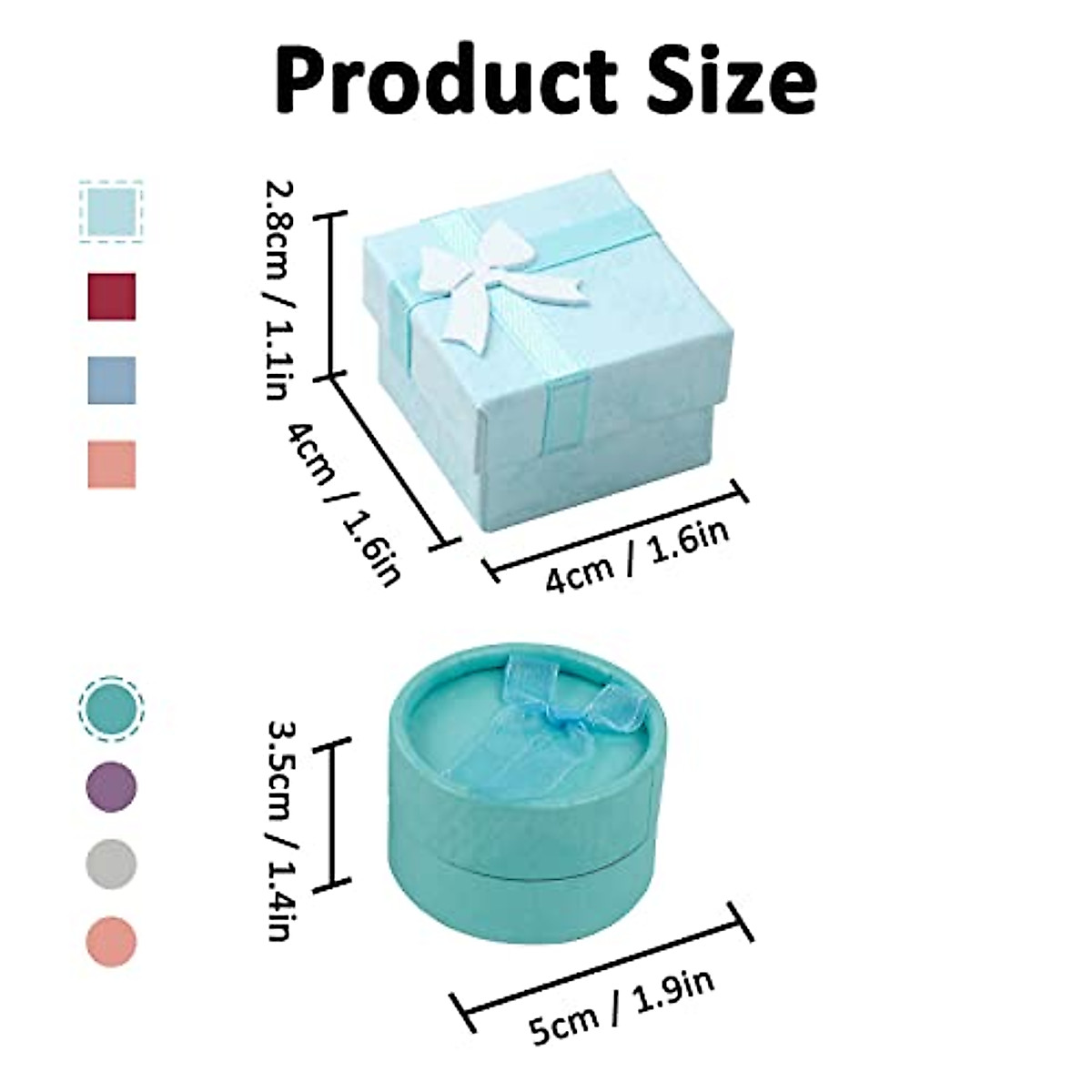 TACYKIBD 24Pcs Gift Box Set, Cardboard Ring Box with Foam and Bow Small Jewelry Box for Christmas, Birthday, Anniversaries, Valentine’s Day, Mother’s Day and Other Festivals (Assorted Color)