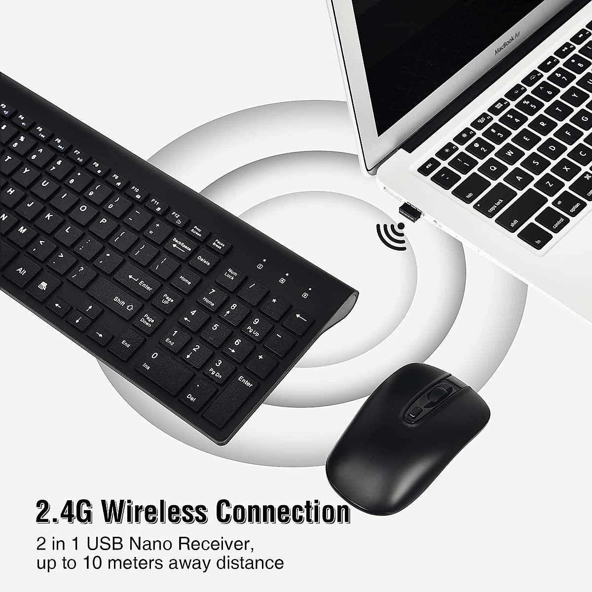 RaceGT Wireless Keyboard Mouse Combo, Energy Saving Silent Ultra - Thin Full Sized Wireless Keyboard Mouse 3 Level DPI Adjustable Mouse for Computer, Laptop and Desktop