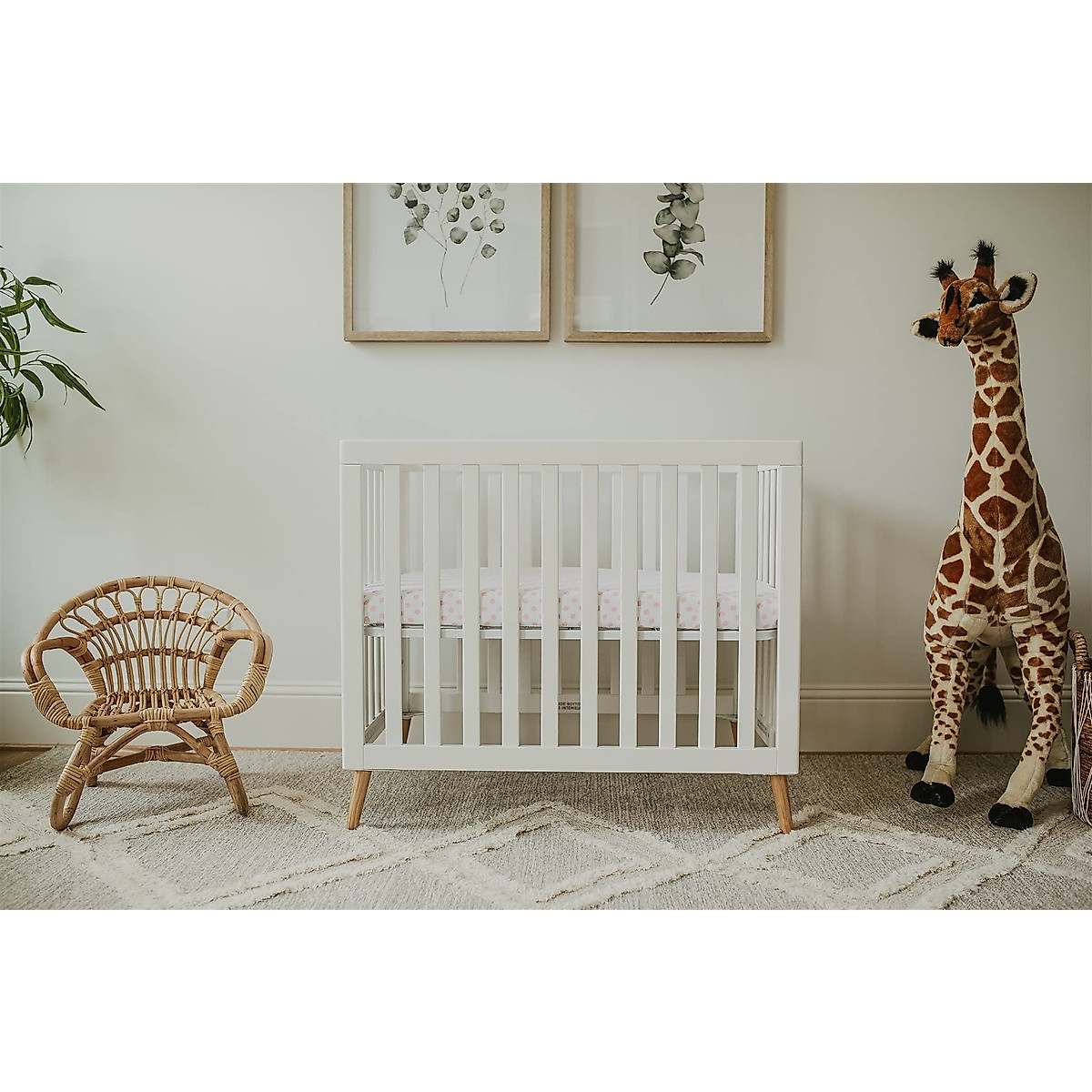 NODNAL CO. 3 Fitted Pink Mini Crib Pack n Play Playard Portable Crib Sheets Set - 100% Oeko-TEX Cotton Baby Girl Nursery Bedding - Chevron, Polka Dot, & Stripe Travel Pack and Play Playpen Sheet