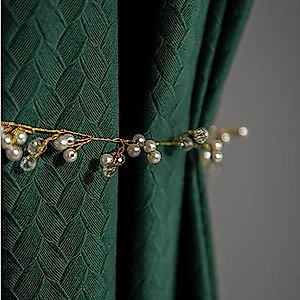 Embossed Velvet Curtain Panels Textured Room Darkning Window Treatments for Sliding Glass Door Extra Wide Custom Length Drapes, Custom Size, Dark Green