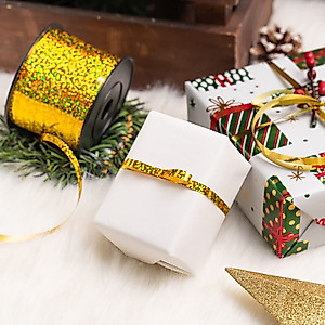 WRAPAHOLIC 6 Rolls Total 600 Yards Crimped Curling Ribbons - 5 MM x 100 Yards/Roll Balloon String Roll (Gold, Silver, Black) - for Christmas, Birthday, Party, Flowers Decoration, Arts and Crafts