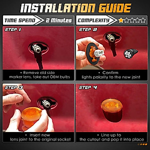 HERCOO LED Dually Bed Fender Side Marker Lights Front Rear Lamps Compatible with Ford 1999-2010 F350 F450 F550 Super Duty