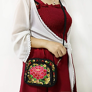 Honbay 1PCS Yunnan Ethnic Style Handmade Embroidered Crossbody Bag Mini Canvas Shoulder Bag