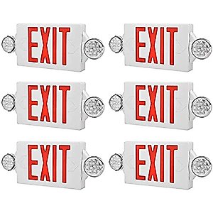 Freedy Lighting LED exit Sign and Emergency Light Battery Powered Lights with Backup Battery - Red Light