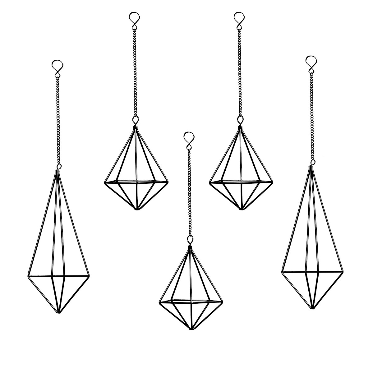 SZRUIZFZ Tillandsia Air Plant Holder Black Geometric Hanging Air Plant Holders Unique for Wall Decor Xerographica Air Plant Hanger for Indoor Decor Himmeli Geometric Decor (5Pcs)