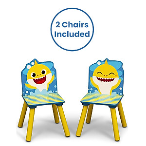 Delta Children Kids Table Storage (2 Chairs Included) -Ideal for Arts & Crafts, Snack Time, Homeschooling, Homework & More, Baby Shark, 3 Piece Set