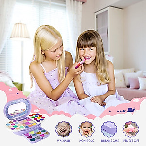 Tomons Kids Makeup Kit for Girl Real Washable Cosmetic Toy Beauty Set , Birthday Toys Gift for 3 4 5 6 7 8 9 10 Year Girls