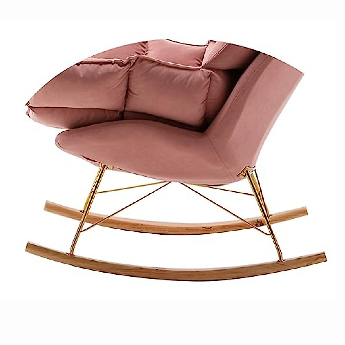 YCZHD Rocking Upholstered Rocker Glider Padded Seat with High Backrest Armchair Comfy Side Chair High-Density Sponge Lounge Chair for Living Room Bedroom Indoor and Outdoor(Color:Pink)