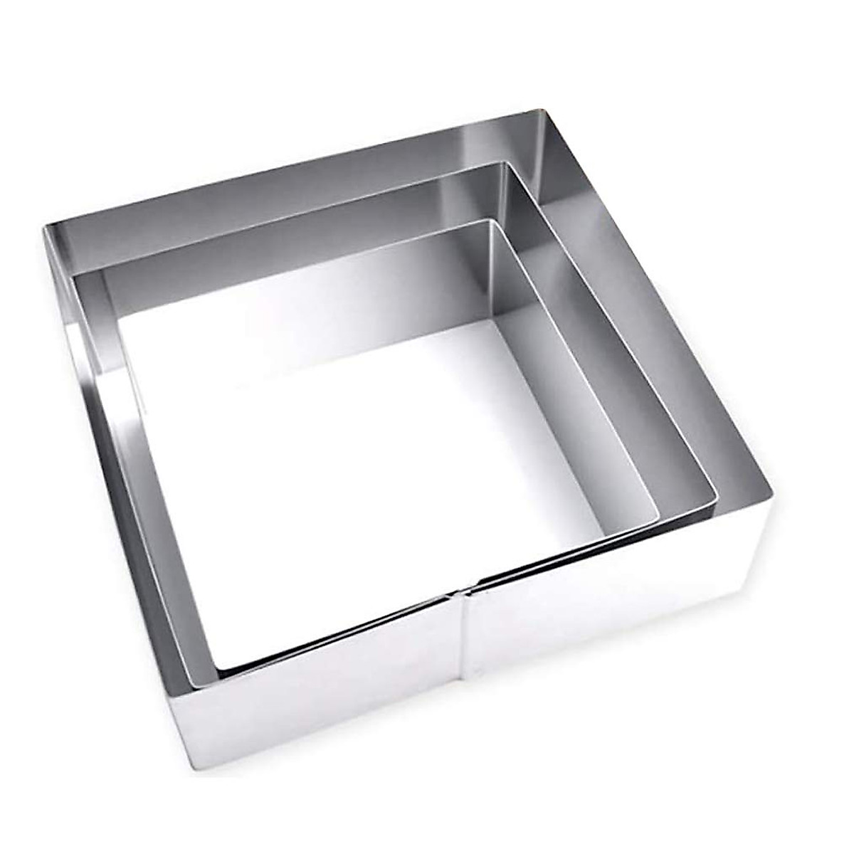 Jaquiain 3 Cake Rings, Square Mousse Mold Stainless Steel Cake Ring Non-Stick Dessert Ring Mould Baking Tool