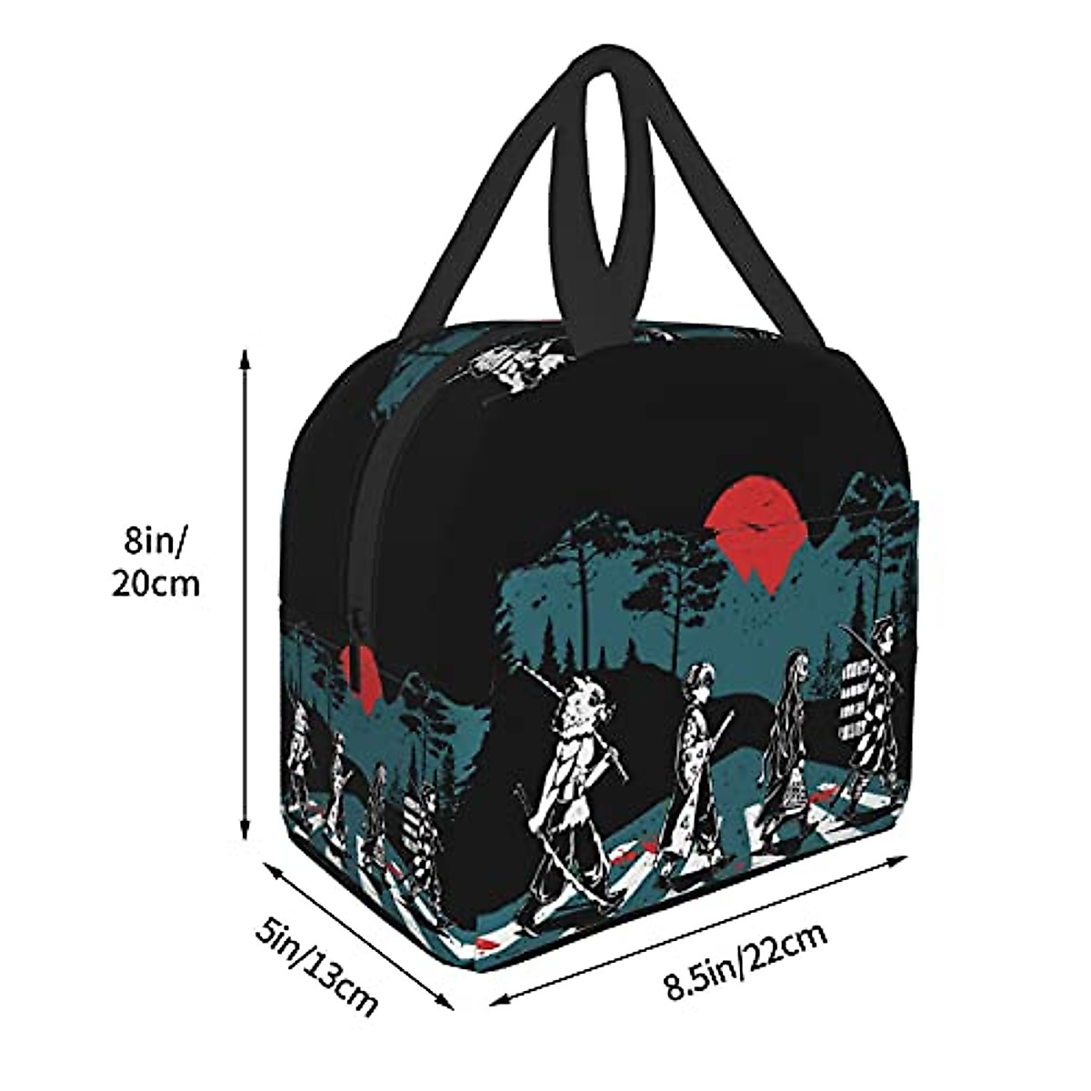 WCRSAIN Black Anime Lunch Bag Insulated Women Men Portable Lunch Box Reusable Tote For Travel Office Outdoor Beach Bento Storage Organizer