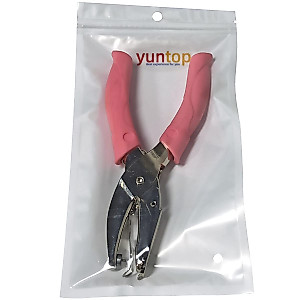 Handheld Hole Paper Punch Puncher for Craft Paper Tags Clothing Ticket DIY Scrapbook Tool, with Pink Soft Handheld Grip (Small Circle 1/16 inch)