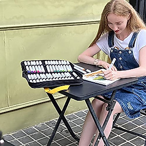 ARTIFY 48 Slot Canvas Marker Pen Organizer Bag, Carrying Case for School, Office, Travel & Storage with Zipper Pocket (C)