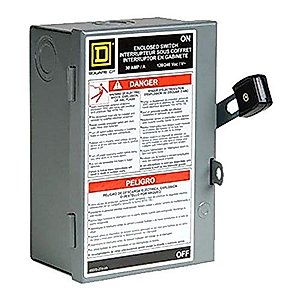 Square D - L211N 30 Amp 120/240-Volt Two-Pole Indoor Light Duty Fusible Safety Switch with Neutral,Gray
