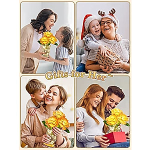 One Fire Flower Lamp Touch Lamp, Dimmable Table Lamp Rose Lamp, Rechargeable Cordless Lamp, Artificial Flower Lamp with Glass Vase, Small Lamp for Bedroom Bedroom Living Room, Birthday Gifts for Her